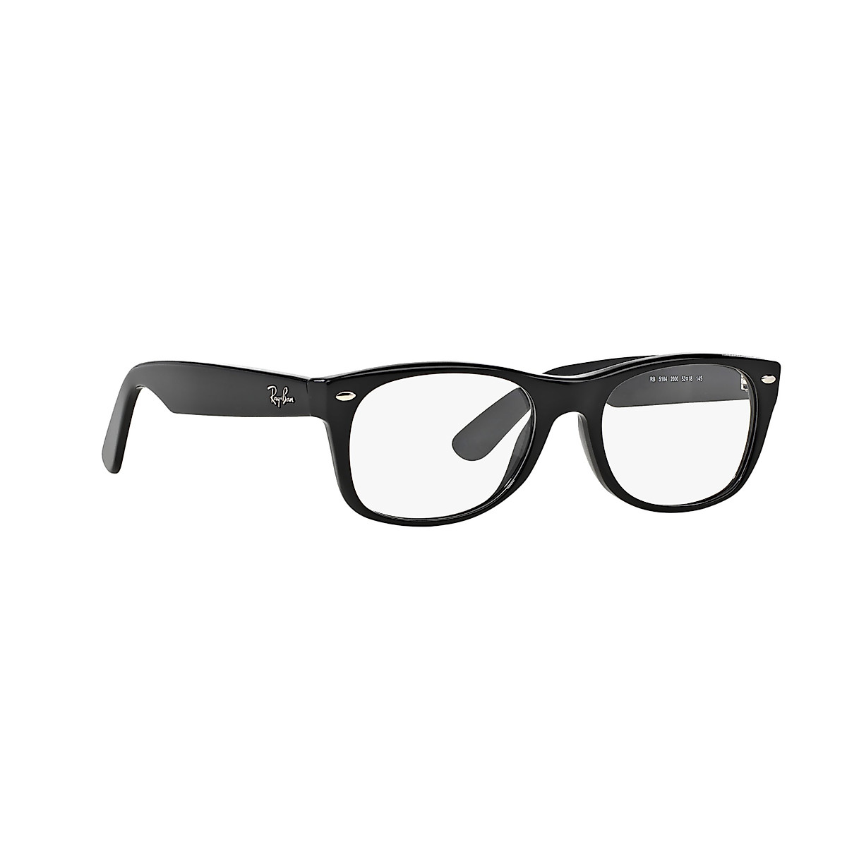 Ray-Ban RX5184 New-Wayfarer Prescription Eyeglass Frames, Shiny Black/Demo Lens, 52 mm