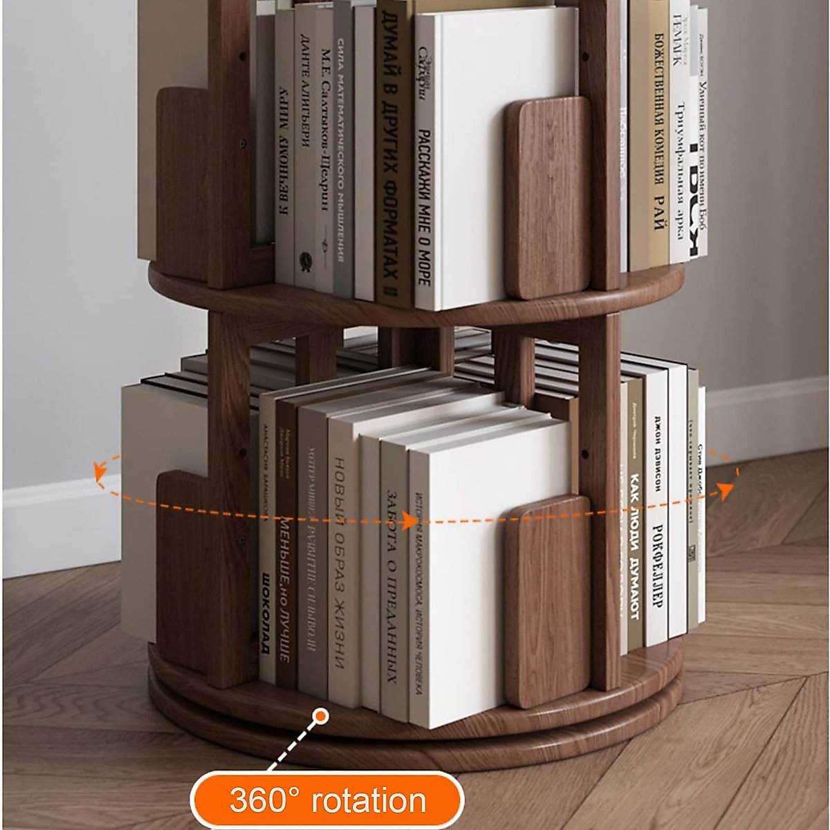 bookcases Rotating Bookshelf 360° Display 6 Tier Floor Standing Bookcase Storage Rack for Kids&Adults Bookshelf Organizer