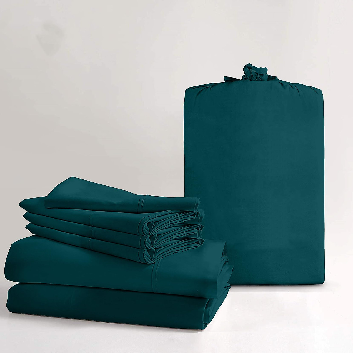 MGPS 100% Real Certified Organic Cotton Bedsheet Set, Full Size 6 Piece 1000 Thread Count Sheets Sets, [1 Fitted + 1 Flat + 4 Pillowcases], Extra 24" Deep Pocket - Teal Blue