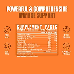 Emergency Immune Extra Strength 10-in-1 | #1 Rated Immune System Support Supplement | Boost Overall Health, Increase Energy w/Echinacea, Vitamin C, Elderberry + 7 More for Men & Women - 60 Pills