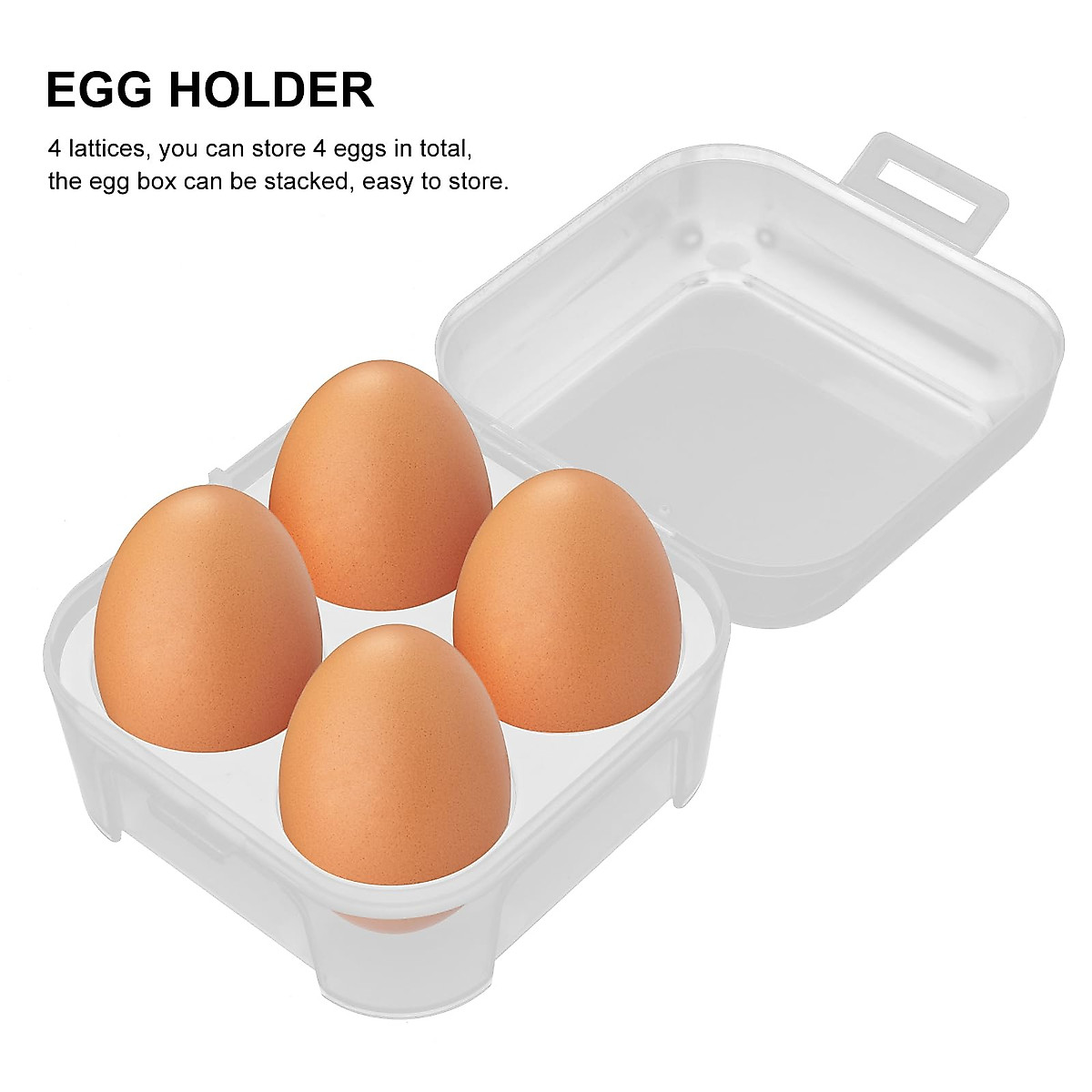 Compartment Egg Holder 3pcs Egg Travel Box Fresh Chicken Egg 4 Lattices Tray with Cover Lid Portable Egg Container for Home Shop Picnic Outdoor Egg Storage Box