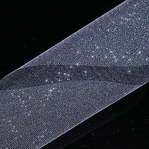 Senkary Glitter Tulle Roll Sparkling Tulle Ribbon Fabric Tulle Spool for Wedding Decoration Gift Wrapping, 6 Inch by 25 Yards (White)