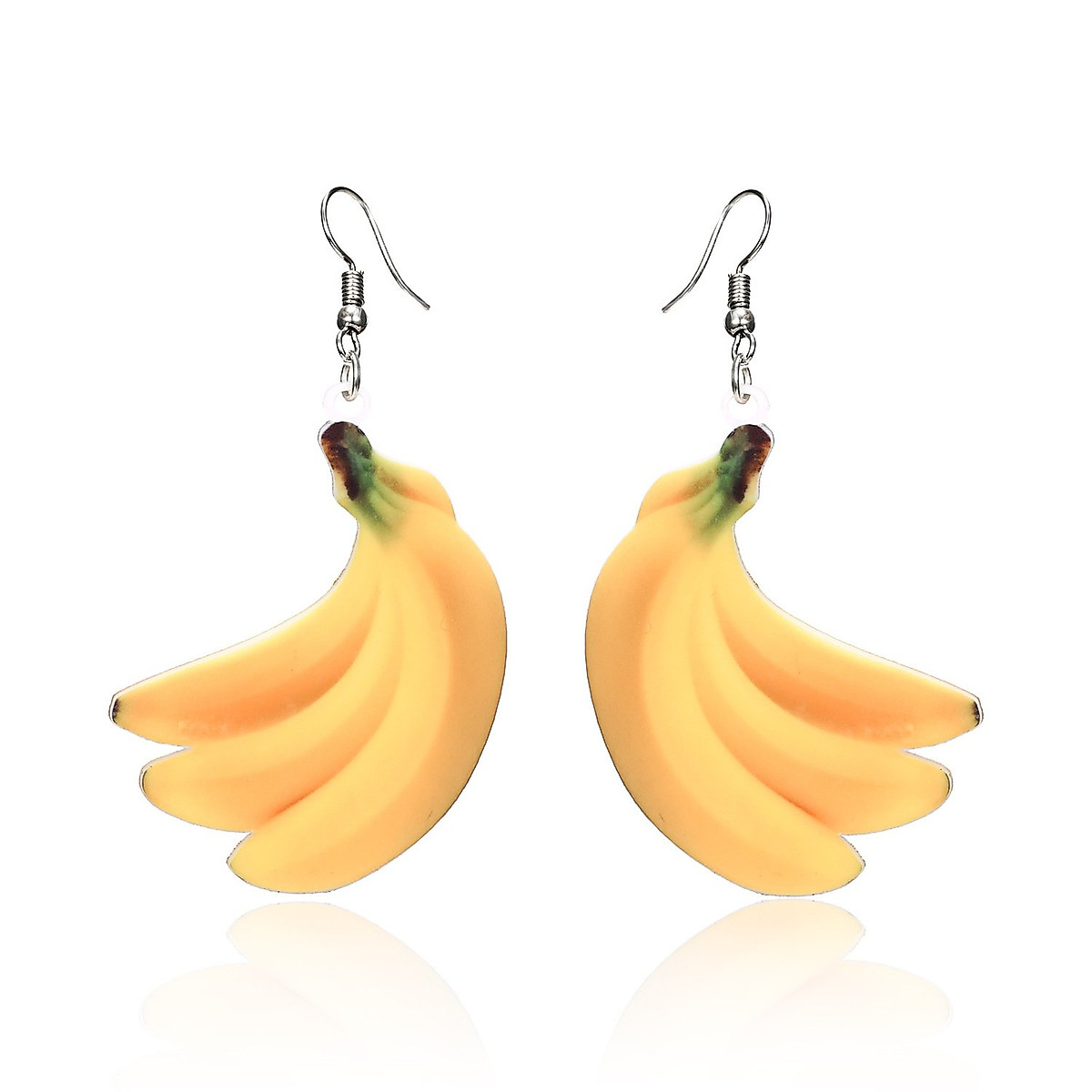 VEINTI+1 Trendy Statement Creative Funny Lifelike Fruits Acrylic Flat Earrings Banana Earrings for Women (Banana)