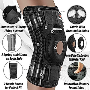 NEENCA Professional Knee Brace for Knee Pain, Medical Knee Support with Patented X-Strap Fixing System. Best for Arthritis, Meniscus Tear, Injury Recovery, Knee Pain Relief, ACL, Sports. ACE-044-XL