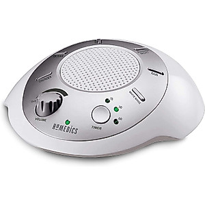 Homedics SoundSleep White Noise Sound Machine, Silver, Small Travel Sound Machine with 6 Relaxing Nature Sounds, Portable Sound Therapy for Home, Office, Nursery, Auto-Off Timer, By Homedics