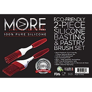 Original Eco-Friendly 2 Piece Set Silicone Basting Brushes & Pastry Brush for Cooking, Baking & Grilling, Heat-Resistant Cooking Brushes for Grilling, BBQ & Cooking, Burgundy Wine Non-stick & Flexible