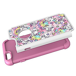 iPhone 6S Case, iPhone 6 Bling Case, Rainbow Unicorn Pattern Heavy Duty Shockproof Studded Rhinestone Crystal Bling Hybrid Case Silicone Protective Armor for Apple iPhone 6S iPhone 6