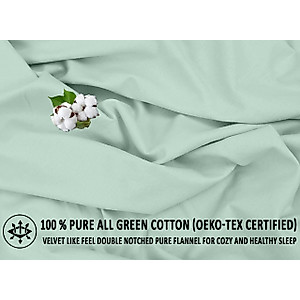 RUVANTI Flannel Sheets Queen Size - Velvety Soft & Comfortable - 100% Cotton Brushed Bed Sheet Set - Deep Pockets 16 Inches - Breathable, Warm & Cozy -4 Pcs- Green