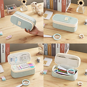 Dugio Large Pencil Case for Girls Teens Kids Pencil Bag with Zipper Pencil Pouch Aesthetic Pencil Pen Case Organizer for School Green