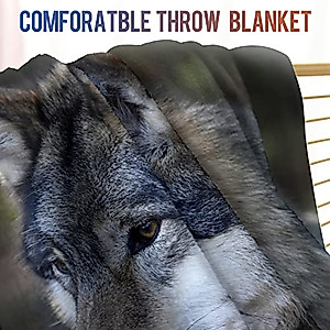 Levens Wolf Blanket Gifts for Men Boy Girls, Grassland Animals Decoration for Home Bedroom Living Room Couch, Soft Warm Cozy Lightweight Throw Plush Blankets Grey 50"x60"