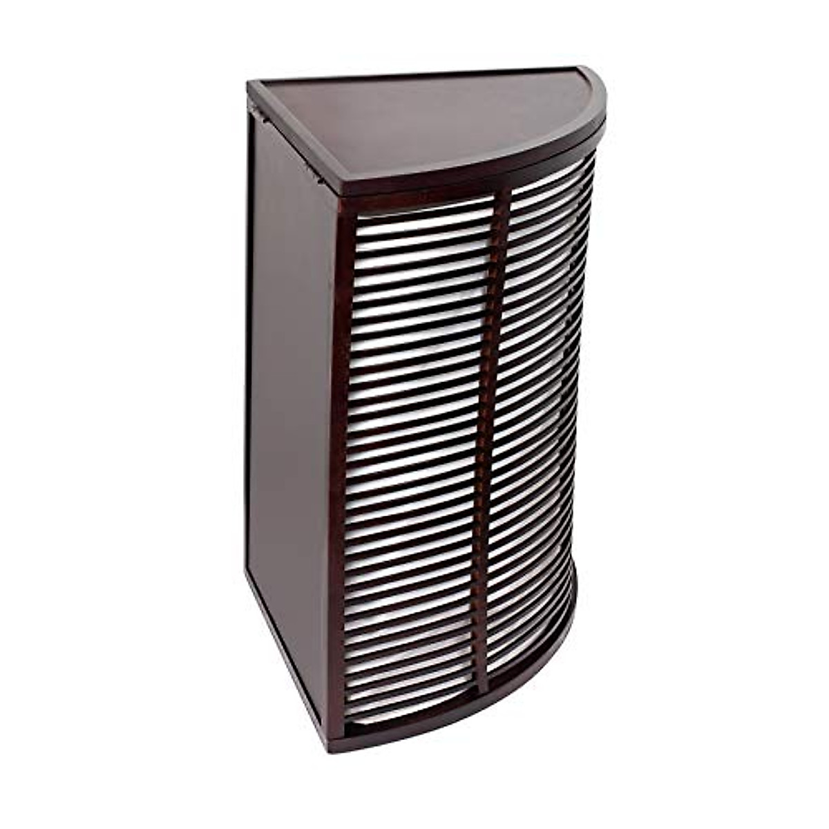 BirdRock Home Compact Corner Laundry Hamper with Lid and Removable Liner - Small - Brown Bamboo - Easily Transport Laundry - Baby Dirty Clothes Bin Sorter Basket - Cut Out Handles