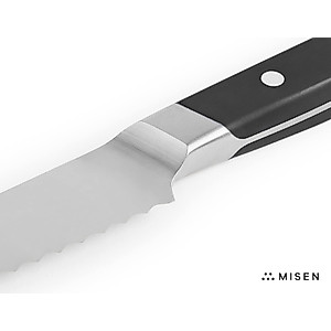 Misen Serrated Bread Knife - 5 Inch, High Carbon Stainless Steel, Japanese AUS10 - Best for Sourdough, Challah, Watermelon - Bread Slicer Knife, Chef - Bread Bowl, Handmade, Homemade Bread, Black