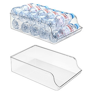 Puricon 2 Pack Water Bottle Dispenser Organizer for Refrigerator, Clear Plastic 16.9oz Water Bottle Container Storage Bin for Fridge Freezer Pantry Cabinet Kitchen -for Water Bottle