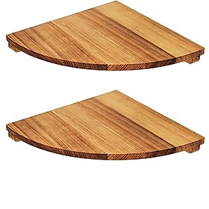 YuPinDiZu Corner Wall Shelf, 2 Pack Solid Wood Corner Floating Shelves for Wall, Round End Wall Mounted Floating Corner Shelf for Bedroom,Living Room and Kitchen (12INCH(2PCS))