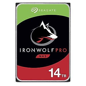 Seagate IronWolf Pro 14TB NAS Internal Hard Drive HDD – 3.5 Inch SATA 6Gb/s 7200 RPM 256MB Cache for RAID Network Attached Storage, (ST14000NE0008) (Renewed)