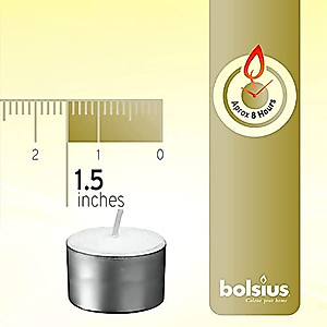 BOLSIUS 50 Unscented Tea Lights - 8 Hours Burn Time - Premium European Quality - Consistent Smokeless Flame - 100% Cotton Wick - Dinner, Wedding, Party, Restaurant, Spa, Church, & Home Décor Tealights