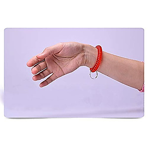 Wrist Coil Wrist Keychain womens Colorful Stretch Key Chain for Gym, Pool （Black 5pcs ）