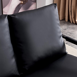 Rustic Faux Leather Loveseat Sofa Couch,Sleeper Sofa Bed for Small Living Spaces Bedroom Guest Room Apartment w/Metal Frame and Comfortable Cushions,Small Love Seats Couch,Easy Assembly (Black)