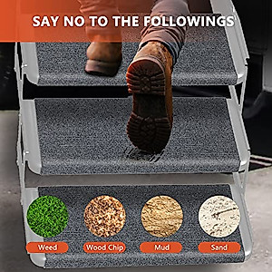 Brrxiur RV Step Covers 22" Wide Camper Step Covers for Radius Steps 3 Pack RV Step Rug with Snap Fasteners