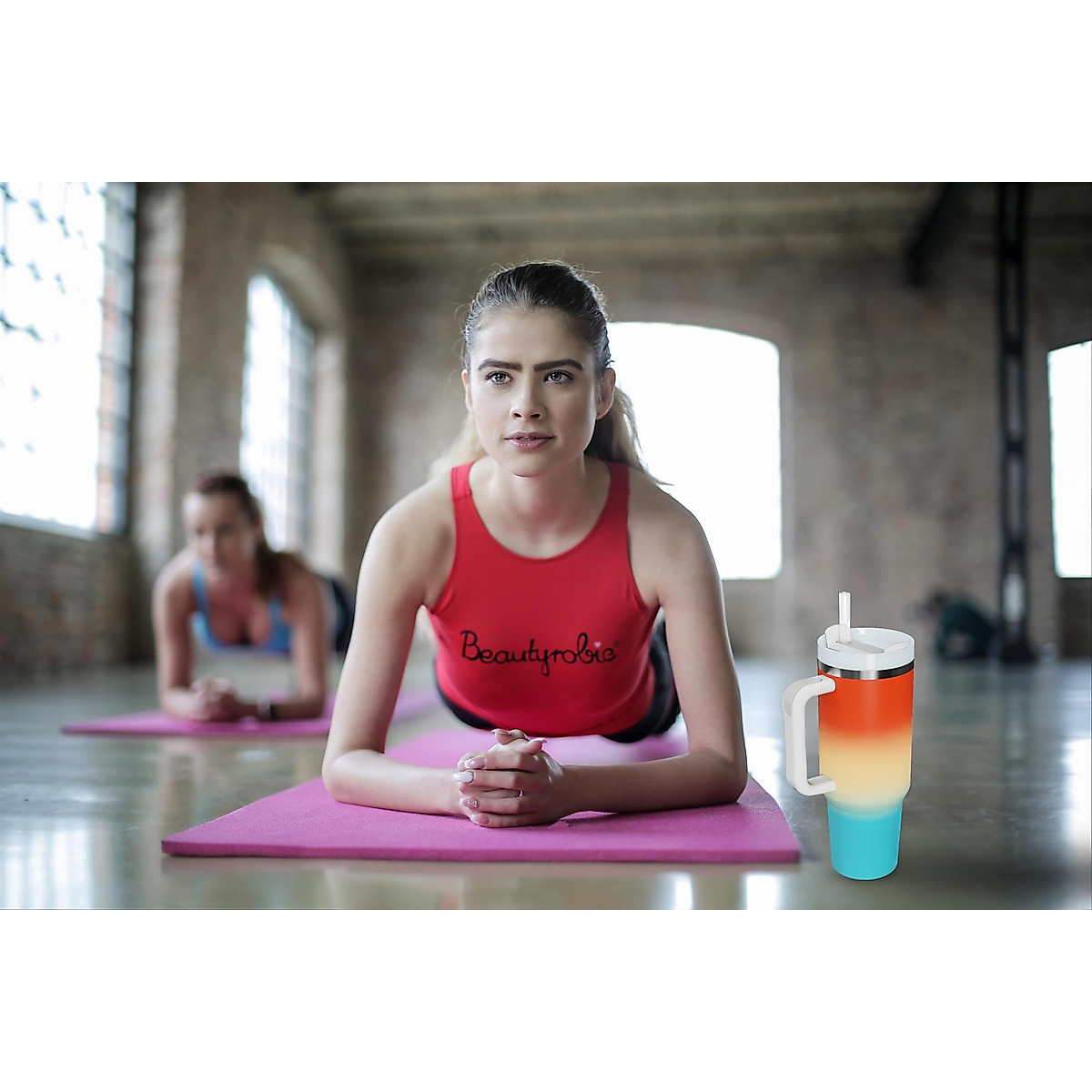 TLINNA 40oz Stainless Steel Vacuum Insulated Tumbler with Lid and Straw for Water, Iced Tea or Coffee, Smoothie and More (Gradient Rainbow)