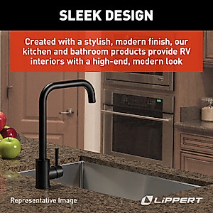 Lippert Flow Max Square Gooseneck Kitchen Faucet for RVs and Residential,Black