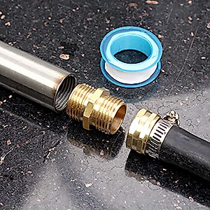 YELUN Solid brass Garden Hose Fittings Connectors Adapter Heavy Duty Brass Repair male to male double male faucet leader coupler dual water hose connector(3/4" GHT Double Male) 2 Pcs