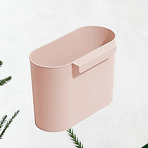 YARDWE Hanging Trash Can Waste Bin: Under Cabinet Compost Bin Pink Mini Small Car Garbage Can Wall Mounted Rubbish Container for Home Kitchen Office