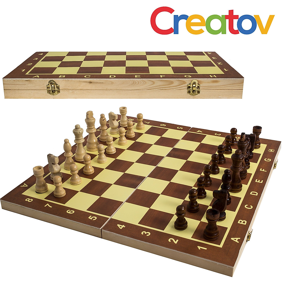 Creatov Chess Set - Chess Board Set for Adults Kids Chess Set Board Game Set Wood Chess Set with Chess Pieces Travel Chess Set