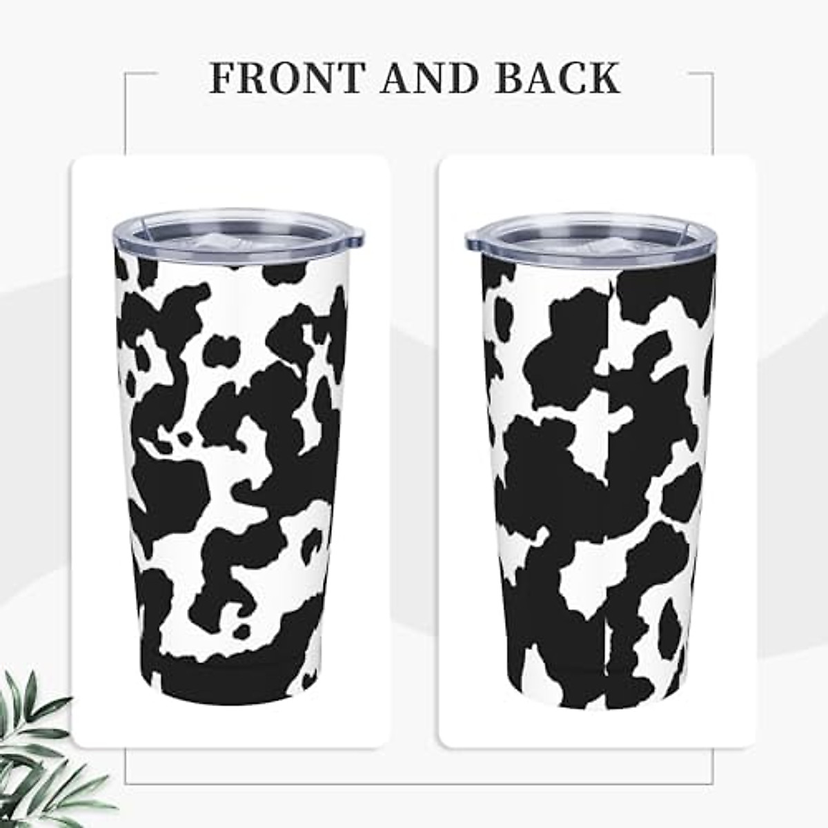 Yaxongx 20oz Tumbler Cow Skin Pattern Double Wall Vacuum Insulated Coffee Mug with Lid and Metal Straw Brush Reusable Stainless Steel Water Bottle Travel Cup Gifts for Car Ice Drinks Hot Beverage