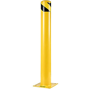 BestEquip Safety Bollard 48-5.5, Safety Barrier Bollard 5-1/2" OD 48" Height, Yellow Powder Coat Pipe Steel Safety Barrier, with 4 Free Anchor Bolts, for Traffic-Sensitive Area