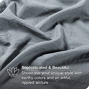 Bare Home Sandwashed Duvet Cover Queen Size - Premium 1800 Collection Duvet Set - Cooling Duvet Cover - Super Soft Duvet Covers (Queen, Sandwashed Dusty Blue)