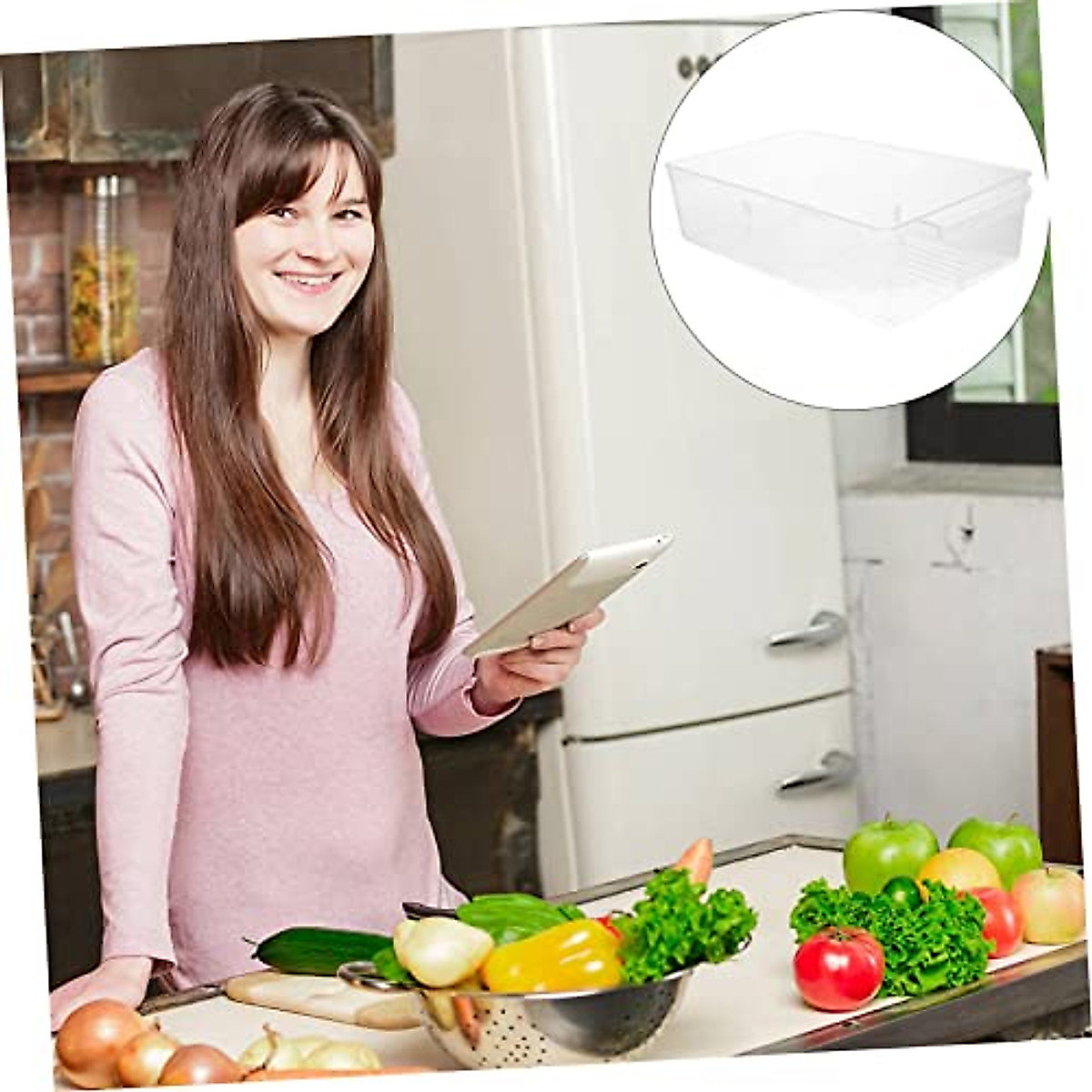 CIYODO Freezer Storage Organizer 5 Compartment Food Containers Lids for Refrigerator