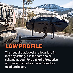 HitchFire Forge 15 Grill Cover, Water, Flame, UV Resistant, Weather Resistant Grill Cover for Portable Grill, BBQ Grill, Two Heavyweight Buckling Straps for Secure Fit