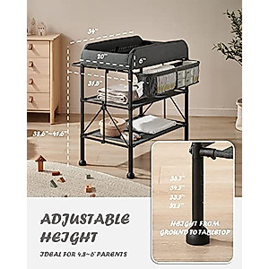 BEKA Portable Changing Table, Foldable Baby Changing Table, Changing Station for Infant w/Waterproof Diaper Changing Table Pad, Adjustable Height Diaper Station, Mobile Nursery Organizer for Newborn