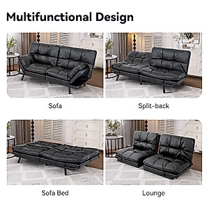 Hcore Convertible Couch Bed,Memory Foam Futon Sleeper Sofa Sofabed, Matte Black