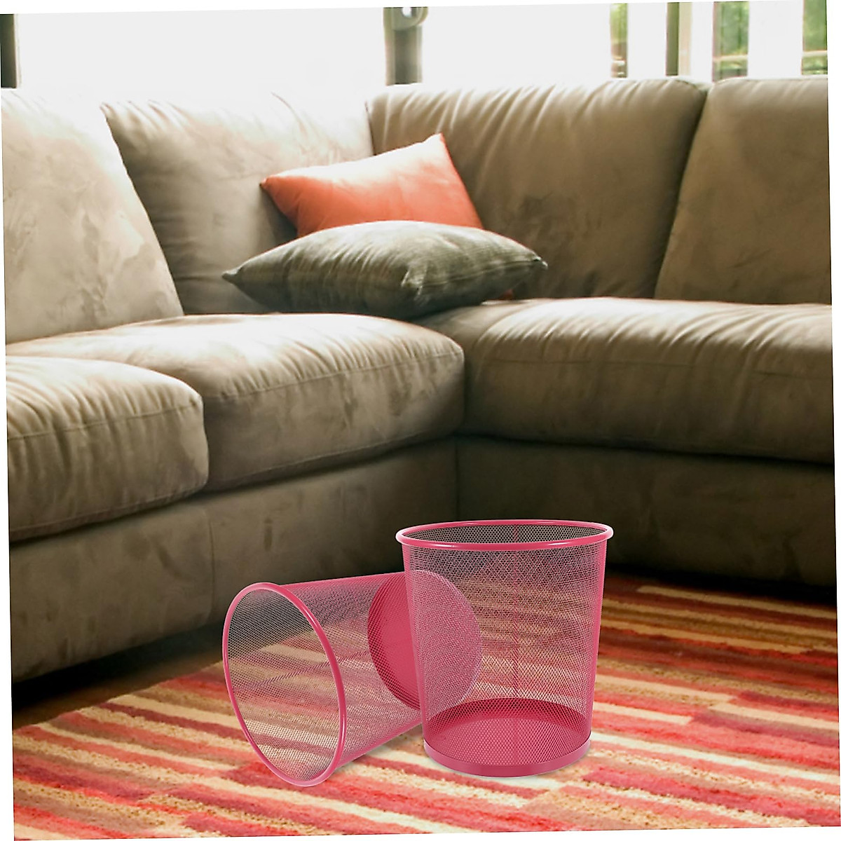 Ciieeo Barbed Wire Office Corner Basket Waste Basket Pink Plastic Storage Bins Small Trash can Trash can Household Iron Wastebasket Trash bin Metal Basket Small Metal Storage Box