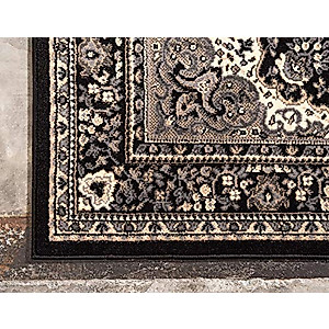 Unique Loom Reza Collection Traditional Persian Style Area Rug, 6 x 9 ft, Black/Beige