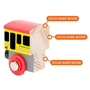 Orbrium 12 Wooden Train Cars Set with Wooden Storage Box with Box Cover Tunnel for 3,4,5,6,7 Years Old Compatible with Thomas & Friends Push-Along, Brio, IKEA, Imaginarium, Melissa and Doug