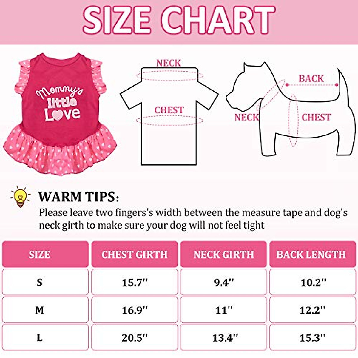 2 Pieces Dog Dresses for Small Dogs Cute Girl Female Dog Dress Mommy Puppy Shirt Skirt Doggie Dresses Pet Summer Clothes Apparel for Dogs and Cats (Love and Angel,Small)
