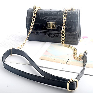 BEAULEGAN Purse Chain Strap Adjustable - Replacement for Shoulder Crossbody Bag, 55 Inches (Black/Silver