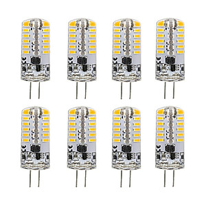 G4 LED Corn Light Bulb 3W Warm White Bi-Pin Base 48 LED Light for Home Kitchen Ceiling Lights,3W(20W Halogen Equivalent),Non-Dimmable,3000K,48 Pcs 3014 SMD,8 Pack