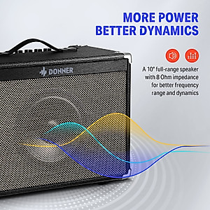 Donner 39 Inch Electric Guitar Solid Body with Electric Guitar Amp 30W, Guitar Practice Amplifier Combo DA-30 with 10"Speakers， Clean & Distorted Dual Channel Sound Circuit Design