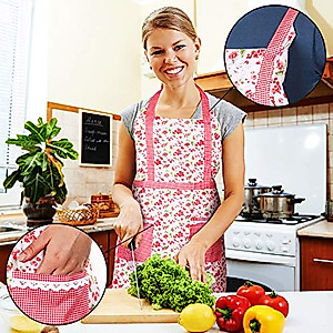 SATINIOR 3 Pieces Kitchen Aprons for Women Cute Floral Apron for Women with Pockets Adjustable Waist Aprons for Kitchen Cooking Housework