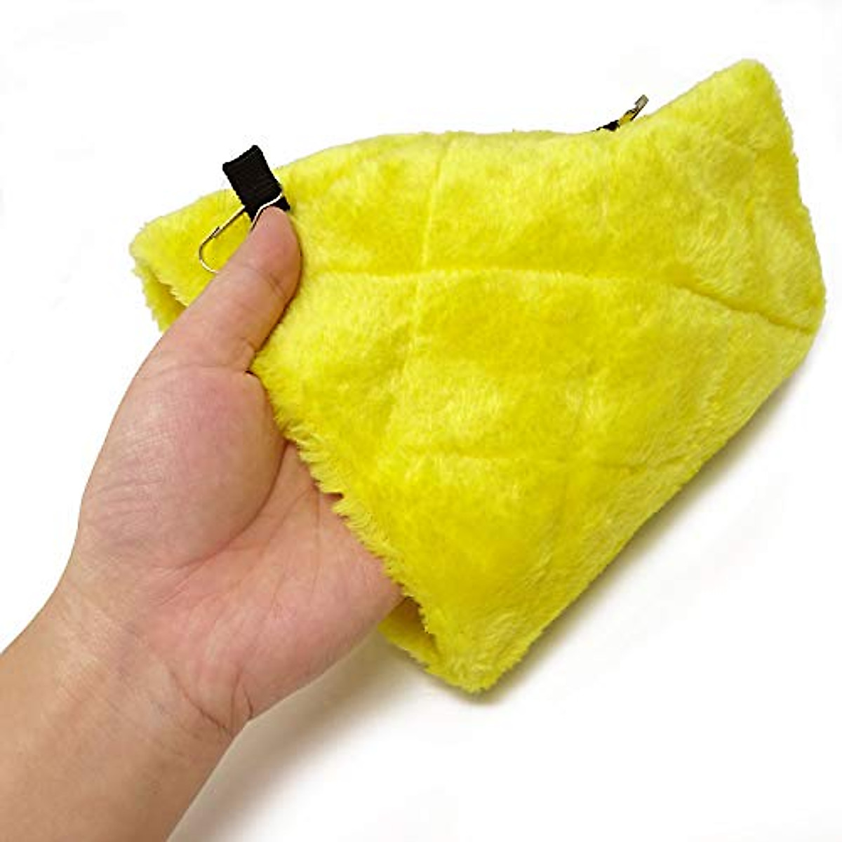 HONBAY 1PCS Yellow Winter Warm Pet Bird Nest Plush Fluffy Birds House Hut Cave Tent Hammock Hanging Cage for Hamster or Parrot (6.7 x 4.7 x 5.1 inch)