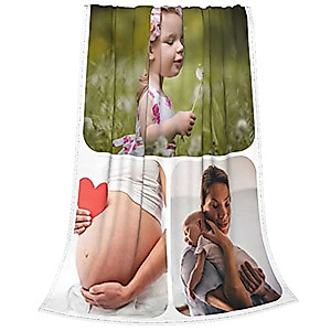 GREDBH Custom Blanket with Photo Text Personalized Bedding Throw Blankets Customized Flannel Fleece Blankets for Family Birthday Wedding Gift Fits Couch Sofa Bedroom Living Room - 50"X40"
