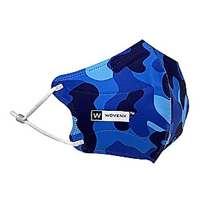 wovenx 5 Ply Small Kids Face Mask for 2-3 Year Olds, 15 Pack, With Adjustable Earloops, Individually Packaged, Disposable (Boys Masks: Dinosaur, Fishes, Camouflage)