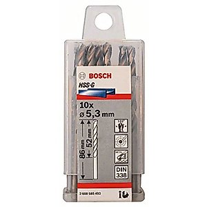 Bosch 2608585492 Metal Drill Bit Hss-G 5, 3mmx52mmx3.39In 10 Pcs
