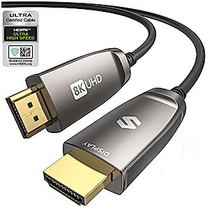 Silkland Certified 8K Fiber Optic HDMI 2.1 Cable 33ft, [in-Wall Safe] 4K 144Hz/120Hz HDMI Cord, 48Gbps, HDR10, eARC, Dolby Vision Atmos Compatible with PS5, Xbox, Soundbar, AV Receiver, RTX 3090/3080