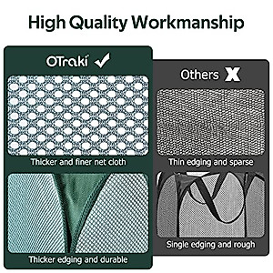 OTraki 2 Pack 70L Mesh Laundry Hampers with Long Handles Pop Up Clothes Basket for Laundry Collapsible Hamper with Large Side Pocket for Socks Detergent Hangers Easy to Carry in Home Hotel Green