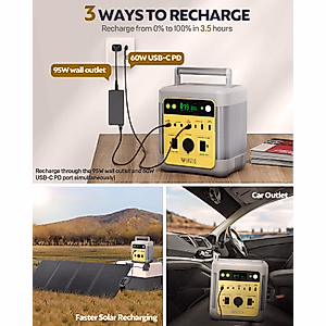 VATID Portable Power Station, 600W 518Wh Solar Generator,3.5hrs 100% Recharge Solar Power Station with 110V AC,65W USB PD,LCD Screen,12V Regulated DC,Pure Sine Wave Battery Power Station for Hurricane